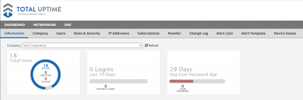 Account Admin Information Tab Manual | Total Uptime®