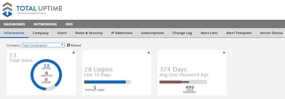 Account Admin Information Tab Manual | Total Uptime®